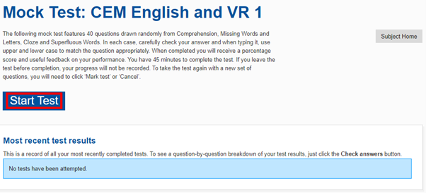 Mock tests – Bond11plus Support